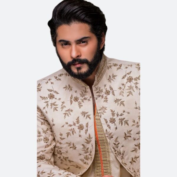 Off-White Embroidered Hand Work Prince Coat For Men | Prince Coat